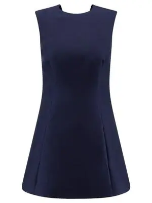 Balenciaga A-line Merino Wool And Silk Blend Short Dress - Blue