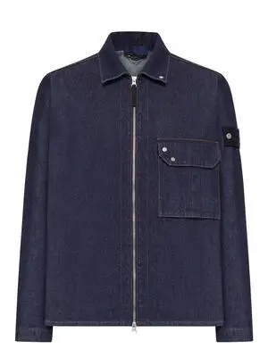 Stone Island Cotton Denim Overshirt - Blue