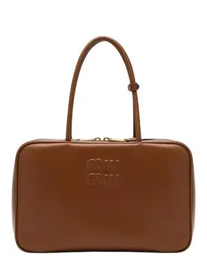 Miu Miu Beau Large Bag In Cognac Leather - Brown