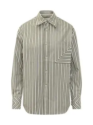 Victoria Beckham Camicia A Righe Con Taschino - Green