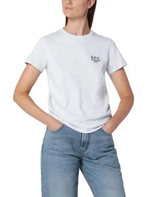 A.p.c. Cotton T-shirt With Embroidery - Gray