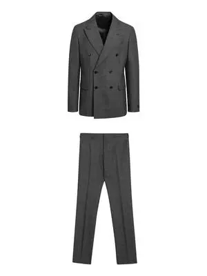 Prada Ebony Double-breasted Suit In Virgin Wool - Brown