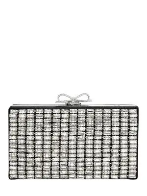 SELF-PORTRAIT Crystal Mesh Clutch Bag - Silver