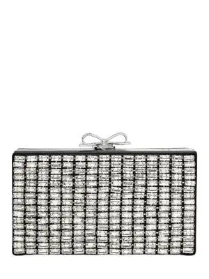 SELF-PORTRAIT Crystal Mesh Clutch Bag - Silver