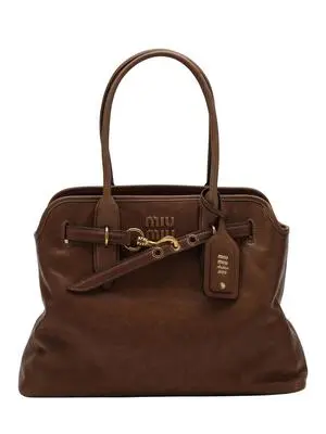 Miu Miu Black Nappa Leather Aventure Bag - Brown