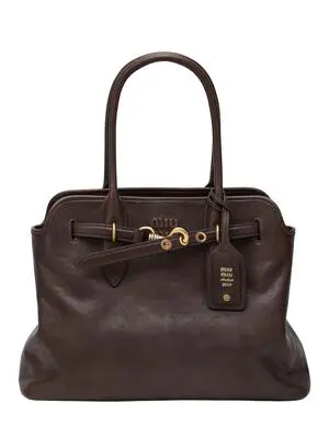 Miu Miu Aventure Bag In Radica-coloured Nappa Leather - Brown