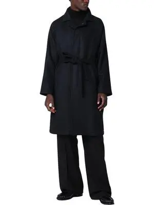 Tagliatore Wool-blend Coat With Belt - Blue