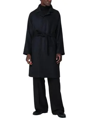 Tagliatore Wool-blend Coat With Belt - Blue