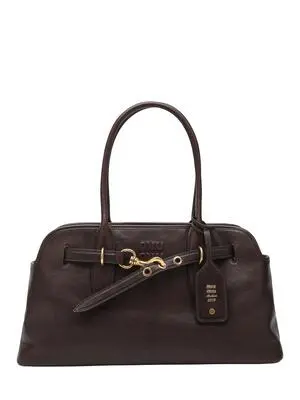 Miu Miu Aventure Large Bag In Radica-coloured Nappa Leather - Brown