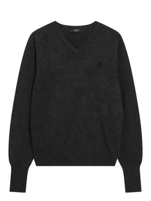 Gucci Dark Grey Cashmere V-neck Sweater - Gray