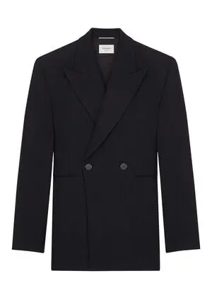 Saint Laurent Double-breasted Jacket In Virgin Wool - Black