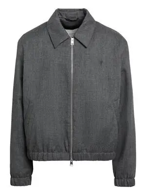 AMI Paris Carbon Grey Padded Jacket In Virgin Wool - Gray