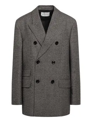 AMI Paris And Black Double-breasted Wool Blazer - Brown