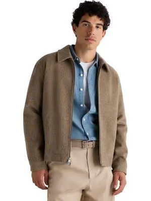 Quince Wool Cashmere Harrington Jacket - Brown Herringbone