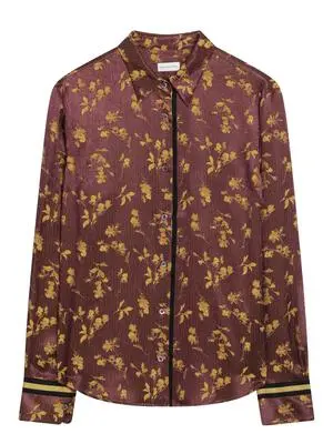 Dries Van Noten Floral Jacquard Shirt In Viscose Blend - Purple