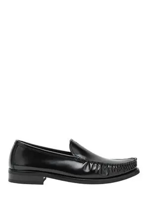 Prada Brushed Leather Loafers - Black