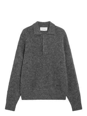 AMI Paris Charcoal Wool And Alpaca Polo Shirt - Gray