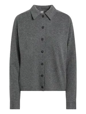 TOTEME Dark Grey Melange Cashmere Cardigan - Gray