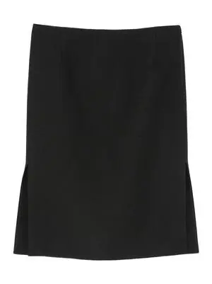 Fendi Gonna Tubino In Lana E Seta - Black