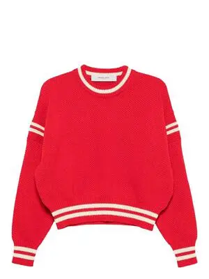 GOLDEN GOOSE Maglione Boxy In Cotone Rosso Con Ricamo - Red