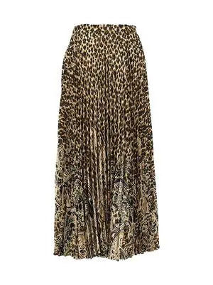 Etro Gonna Plissettata Con Stampa Leopardata - Brown