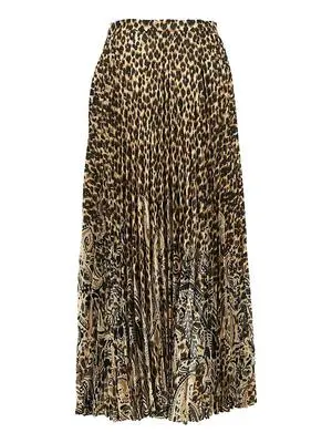 Etro Gonna Plissettata Con Stampa Leopardata - Brown