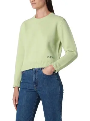 A.p.c. Crew-neck Sweater Lime In Wool - Green