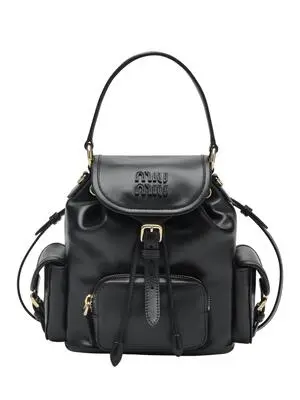 Miu Miu Medium Backpack In Leather - Black