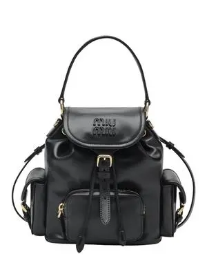 Miu Miu Medium Backpack In Leather - Black