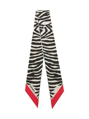 Fendi Bandeau In Seta Con Stampa Tiger Animalier - Red