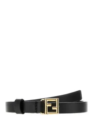 Fendi Cintura Ff 15 Mm In Pelle - Black