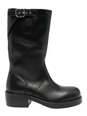 Dries Van Noten Stivali Biker In Pelle - Black