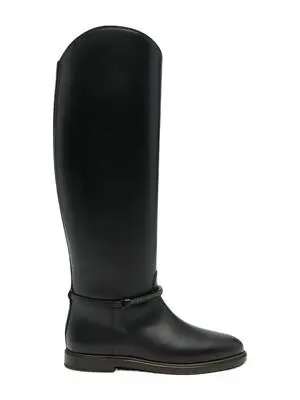 Brunello Cucinelli Stivali In Pelle Con Monile - Black