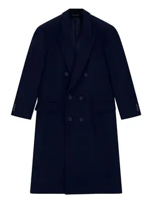Giorgio Armani Cappotto In Lana Vergine E Cashmere Con Motivo Chevron - Blue