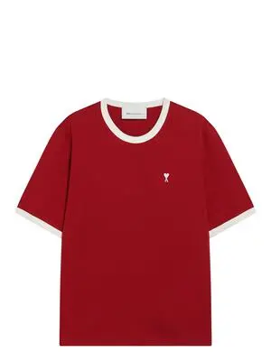 AMI Paris Ruby /ivory De Coeur Cotton T-shirt - Red