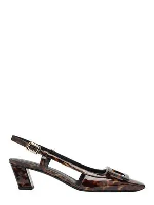 ROGER VIVIER Belle Vivier Slingback Pumps In Patent Leather - Brown