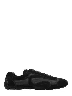 Prada Montecarlo Sneakers In Leather And Technical Fabric - Black