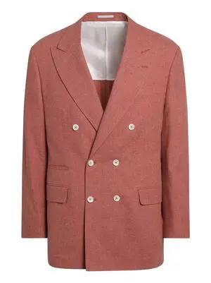 Brunello Cucinelli Peach Double-breasted Wool-blend Jacket - Pink