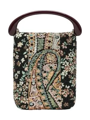 Dries Van Noten Floral Gobelin Micro Bag - Brown