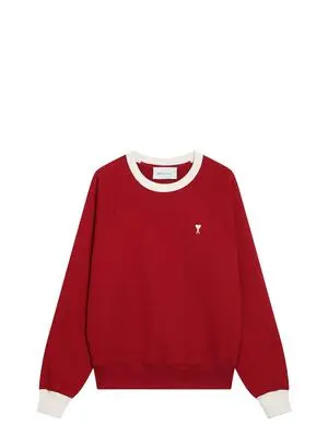 AMI Paris De Coeur Sweatshirt /ivory - Red