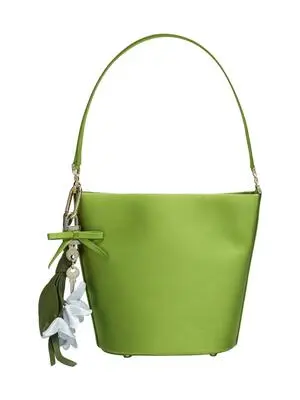 SELF-PORTRAIT Satin Bucket Bag - Green