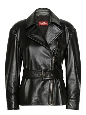 Max Mara Nappa Leather Giusto Jacket - Black