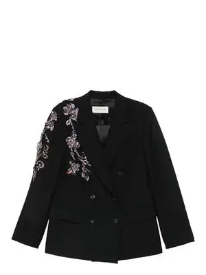 Dries Van Noten Giacca Doppiopetto Regular Fit Con Ricami - Black
