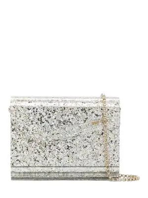 JIMMY CHOO Coarse Glitter Acrylic Clutch Bag - Silver