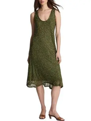 KENNETH COLE COLLECTION Bugle Bead Detail Tank Midi Dress - Green