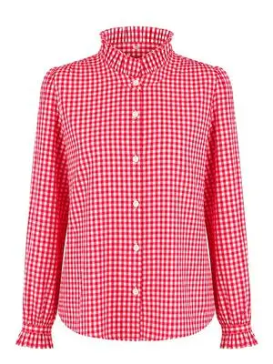LUELLA FASHION Carron Cotton Blouse Red Gingham Pattern