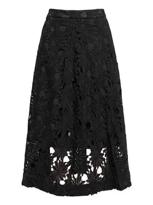 TANTRA SPAIN SL A-line Guipure Midi Skirt Black