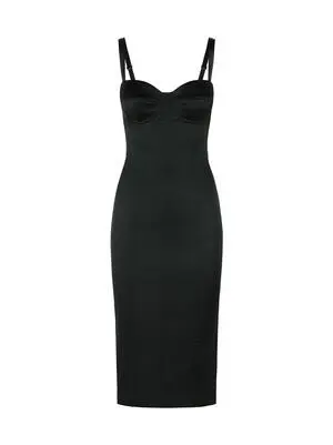 Dolce & Gabbana Loguette Bustier Satin Dress - Black