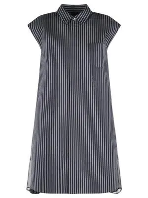 Sacai Navy Cotton Blend Dress - Blue
