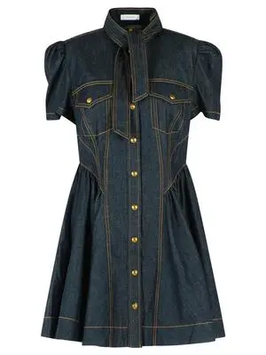 Zimmermann Corset' Navy Denim Dress - Blue